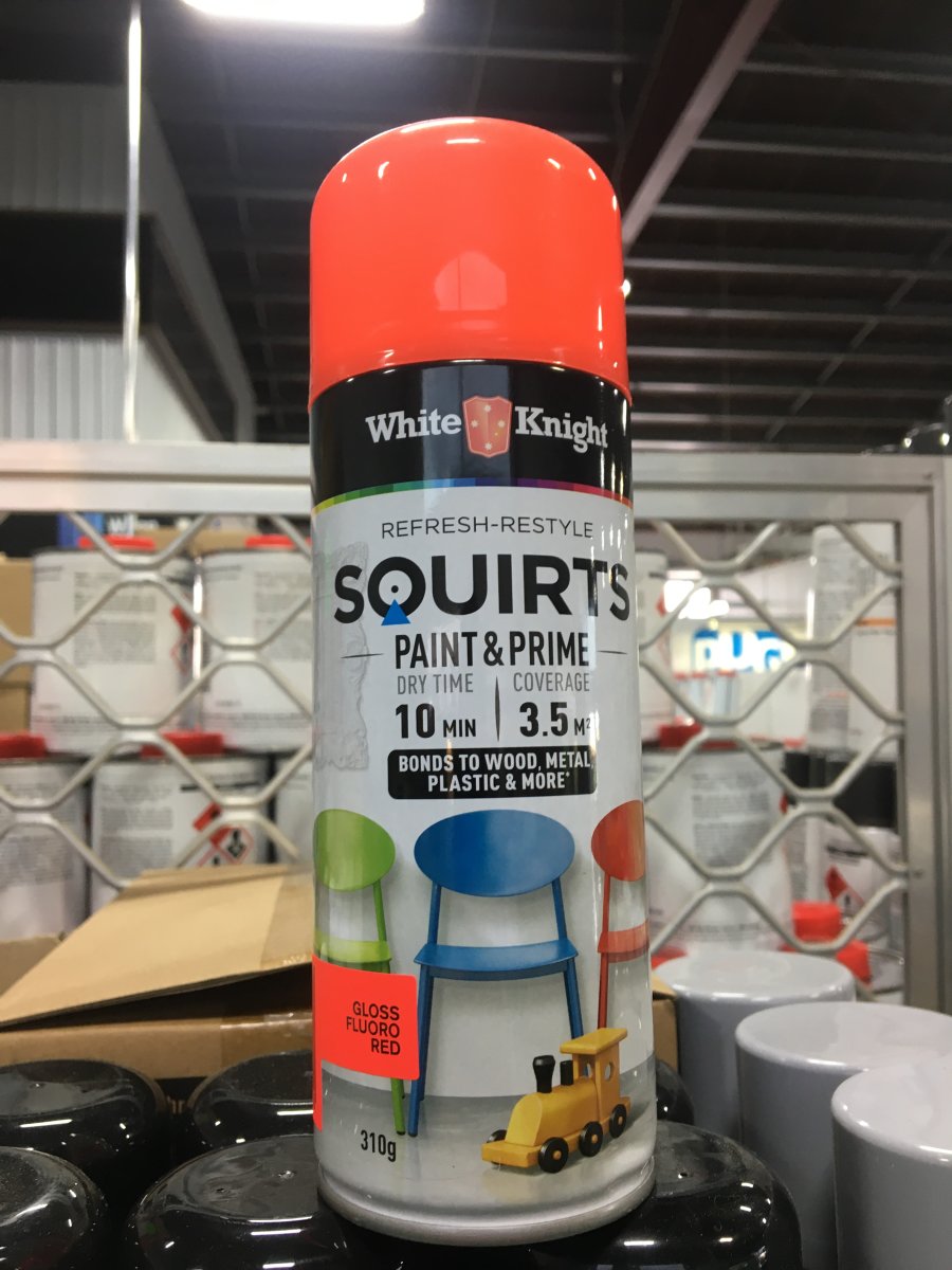 White Knight Squirts Fluoro Red 310gm - Wynn Fraser