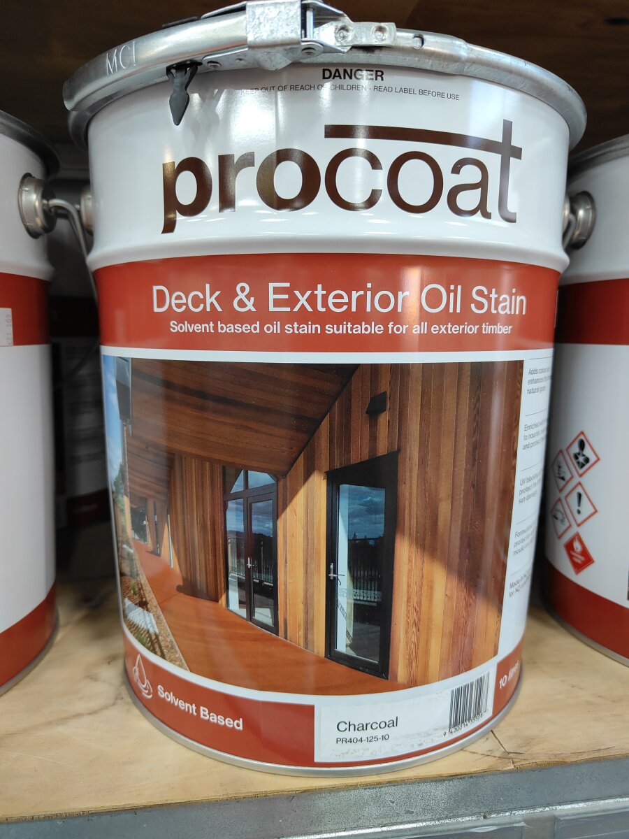 Procoat OB Deck & Exterior Oil Stain Charcoal 10L - Wynn Fraser