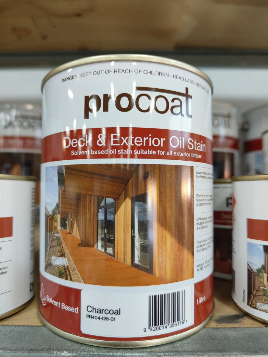 Procoat OB Deck & Exterior Oil Stain Charcoal 1L - Wynn Fraser